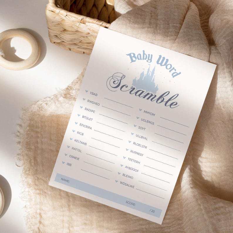 Printable Baby Word Scramble, Babyland Baby Shower Games, Disneyland ...