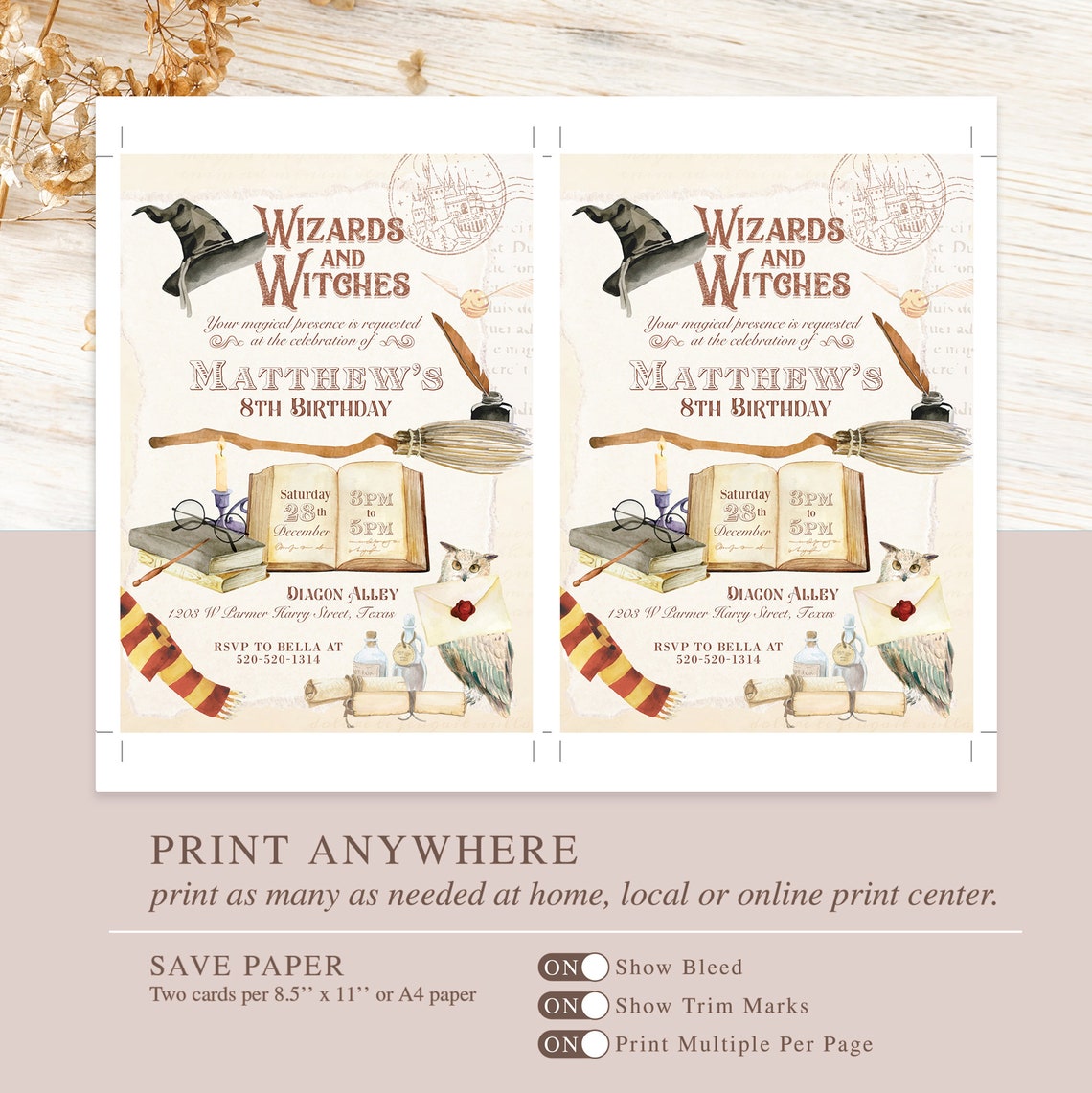 Wizard Invitation, Magical Birthday Invitation, Birthday Party ...