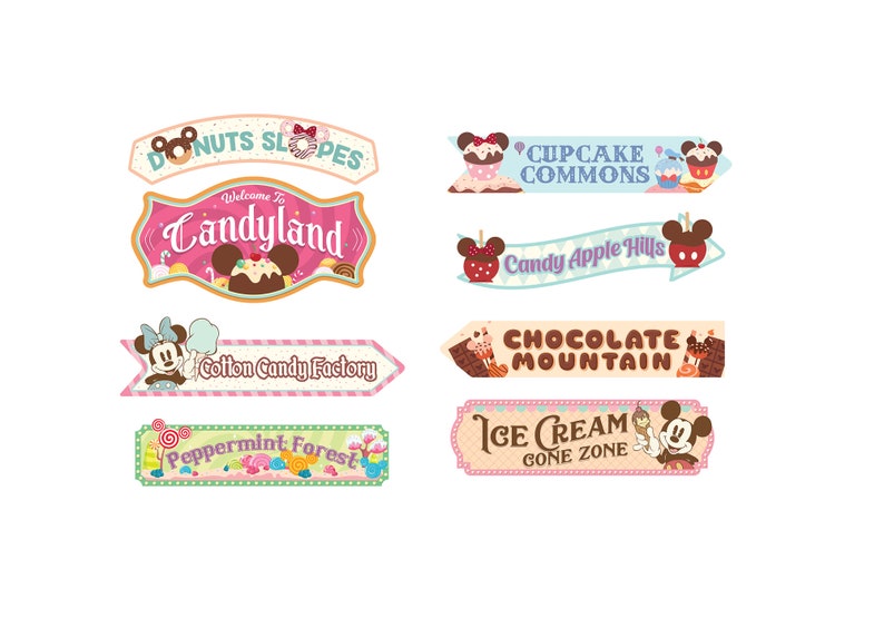 Mickey Candyland Party Directional Sign, Minnie Confectionery Birthday ...