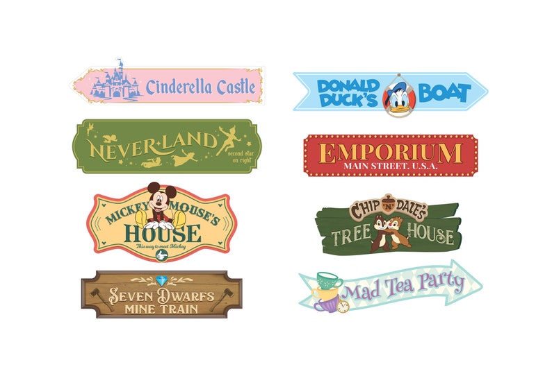 Disneyland Party Directional Sign Mickey Birthday Princess - Etsy