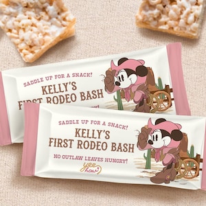 Printable Minnie Rodeo Birthday Rice Crispy Treat Wrapper, Minnie ...