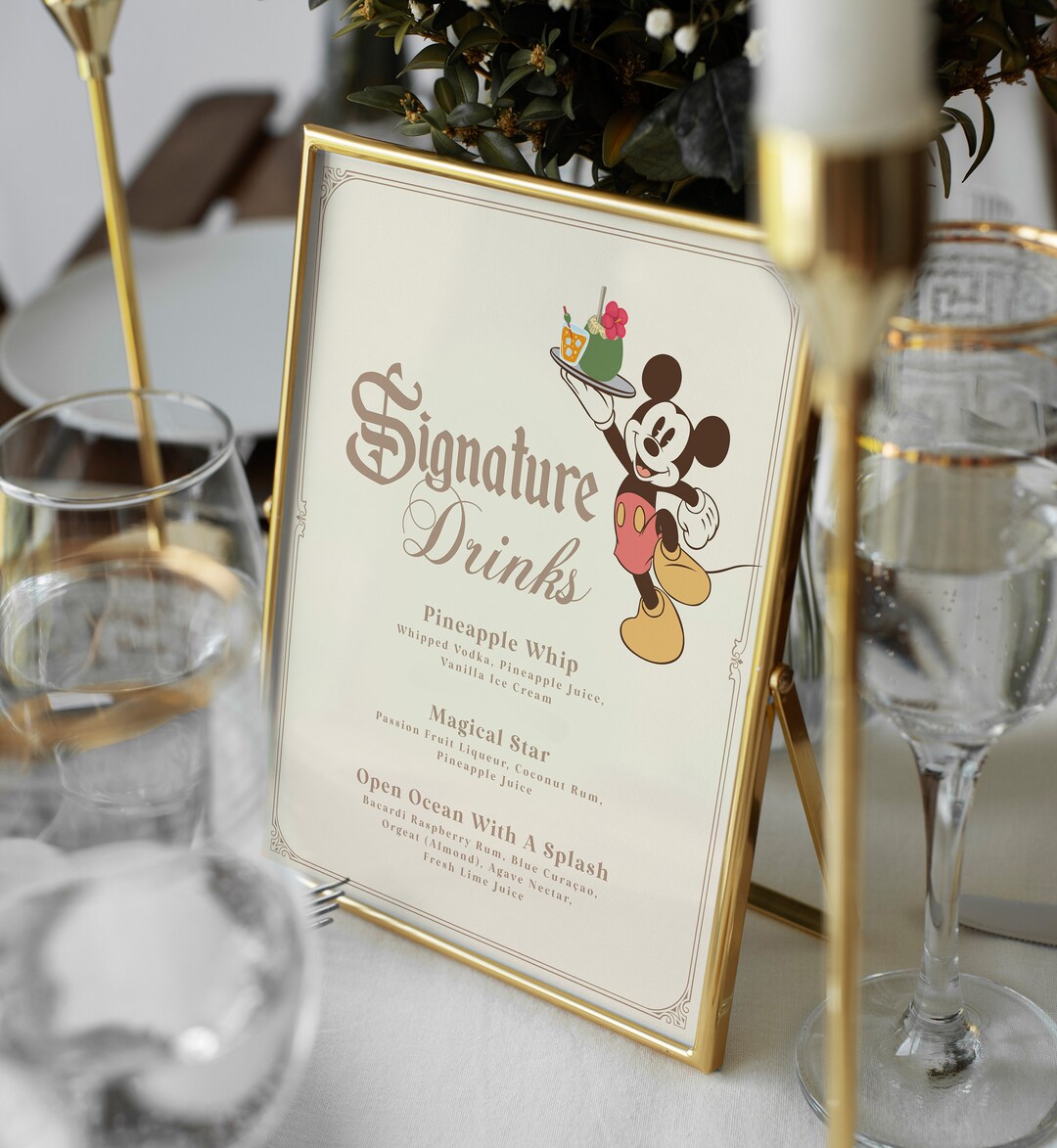 Printable Mickey Customize Drinks Menu, Signature Drinks Menu, Mickey ...