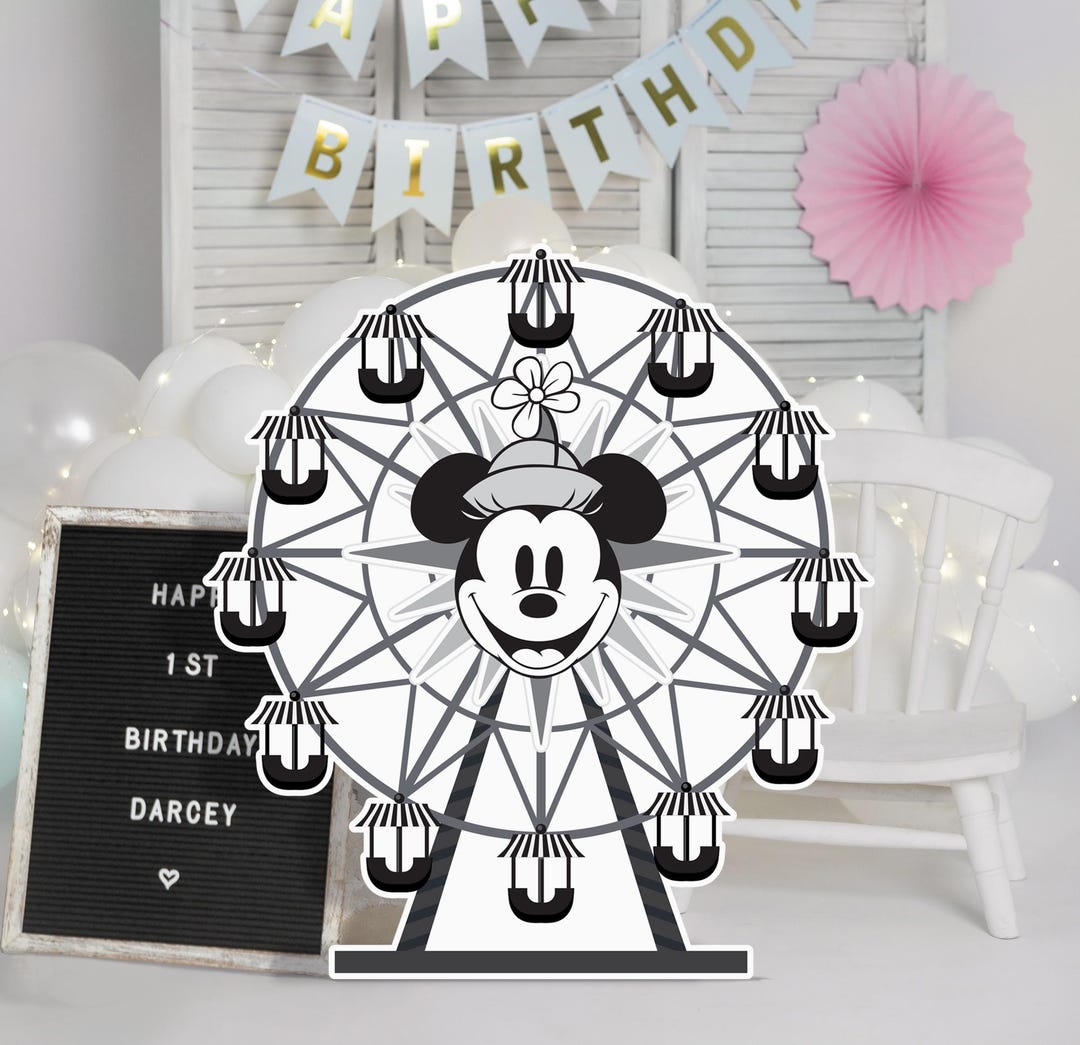 Printable Minnie Ferris Wheel Cutout, Disneyland Birthday Party Stand ...