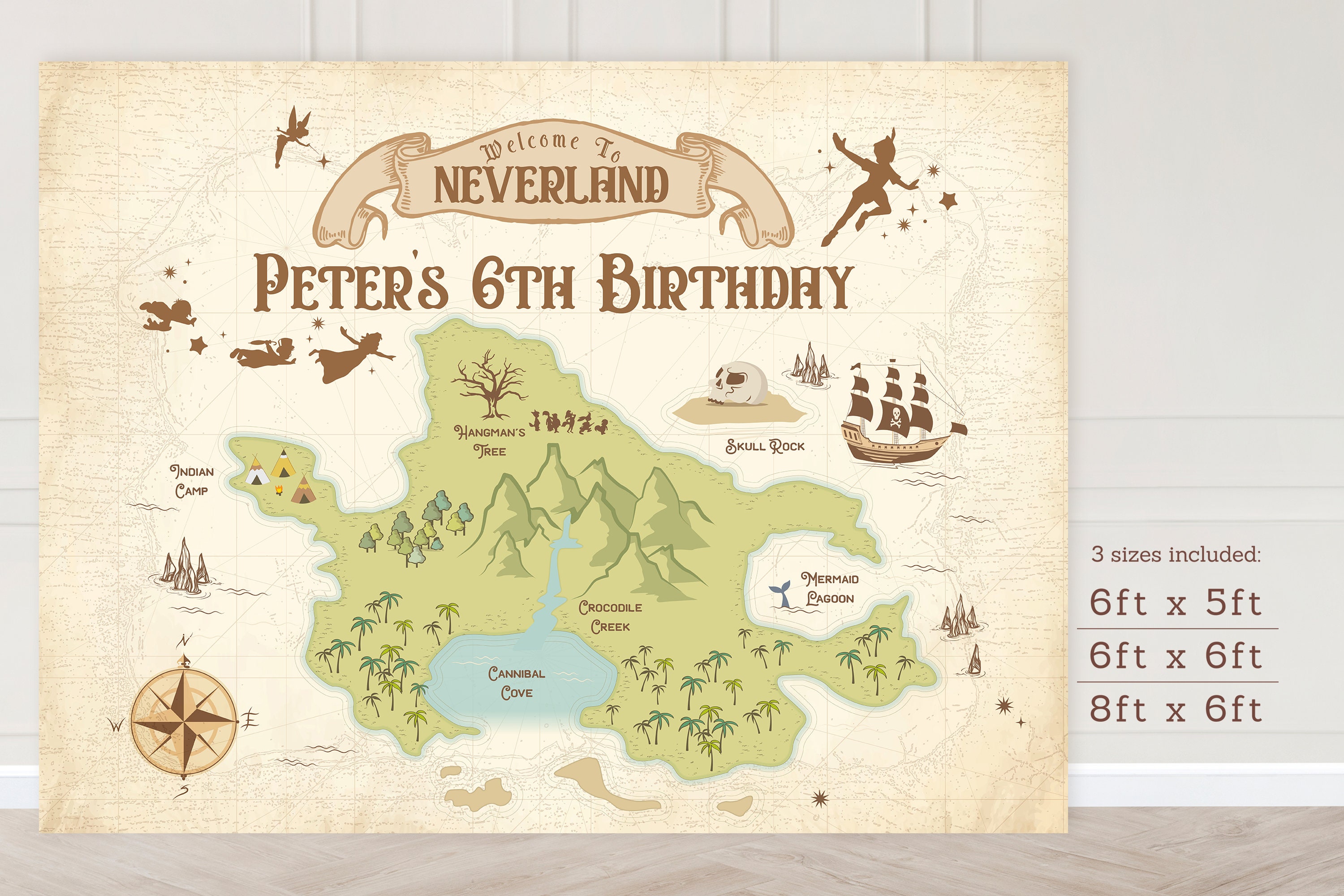 Editable Neverland Birthday Backdrop, Peter Pan Birthday, Disney Party ...