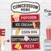 Printable Concession Menu, Snack Bar Menu, Movie Birthday, Movie Night ...