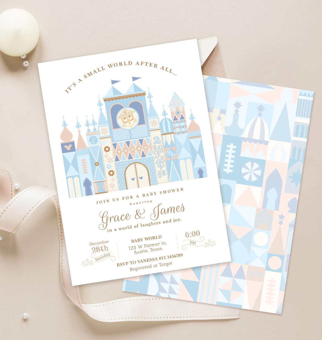 Editable It's A Small World Baby Shower Invitation, Disneyland ...