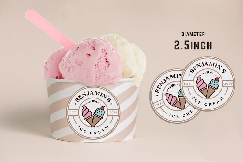 Ice Cream Label, Ice Cream Sticker, Digital File - Etsy