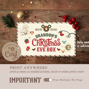Editable Mickey Christmas Eve Box Labels, Special Delivery North Pole ...