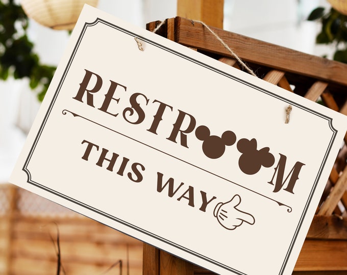 Mickey Wood Bathroom Door Sign Disney Bathroom Sign Disney Door Sign ...