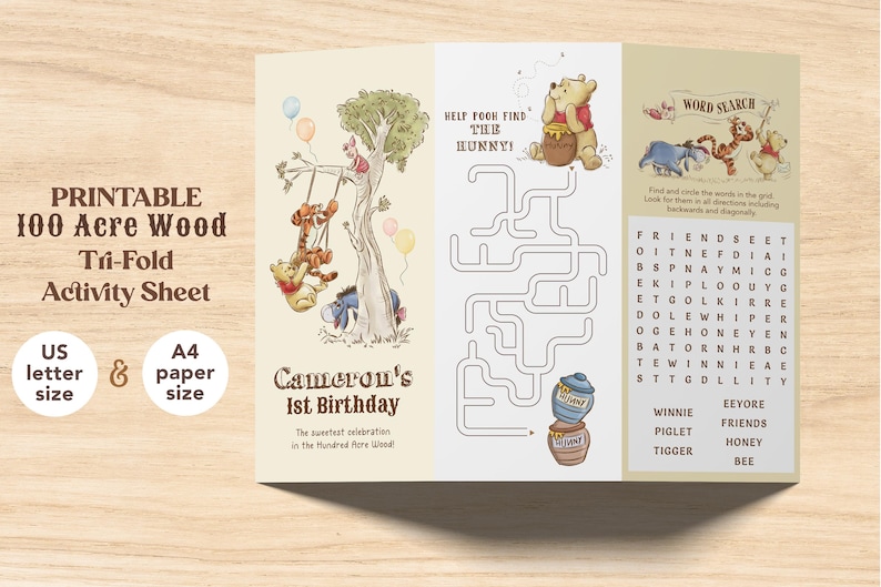 Printable Winnie the Pooh Activity Sheet, 100 Acre Wood Party Coloring ...