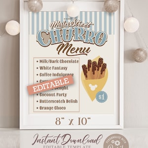 Printable Mickey Customize Churros Menu, Mickey Birthday, Minnie ...