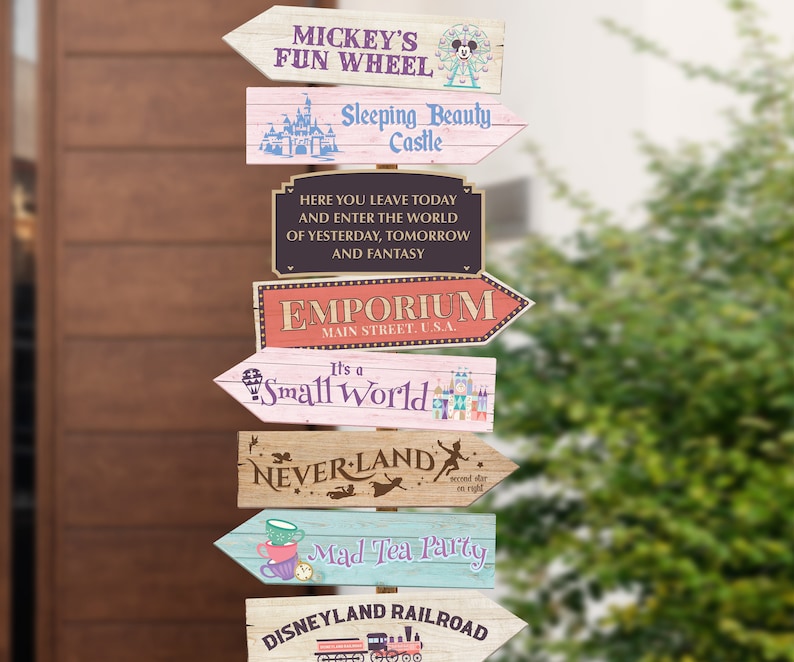 Disneyland Party Directional Sign, Mickey Birthday, Princess Birthday ...