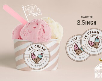 Ice Cream Label Ice Cream Sticker Digital File | Etsy