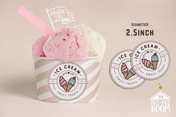 Ice Cream Label Ice Cream Sticker Digital File | Etsy