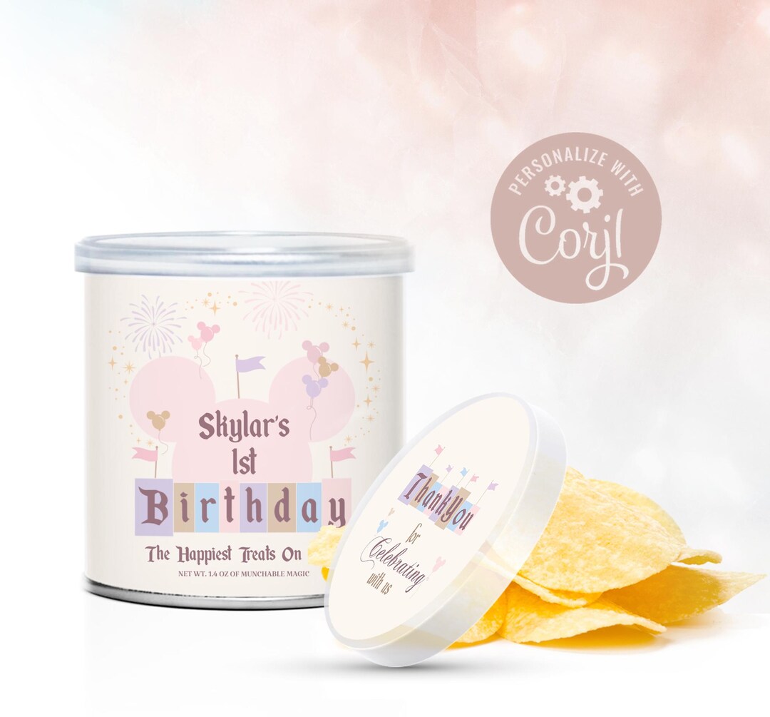 Editable Happiest Birthday on Earth Pringles Can Label, Disneyland ...