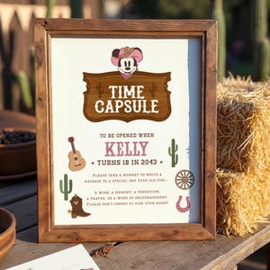 Printable Minnie Rodeo Birthday Time Capsule Sign and Card, Minnie ...