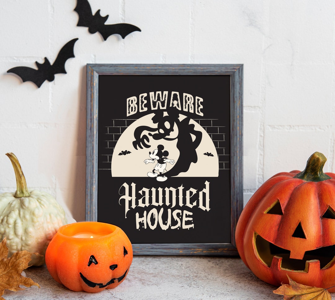 Printable Disneyland Halloween Party Sign, Beware Haunted House Sign ...