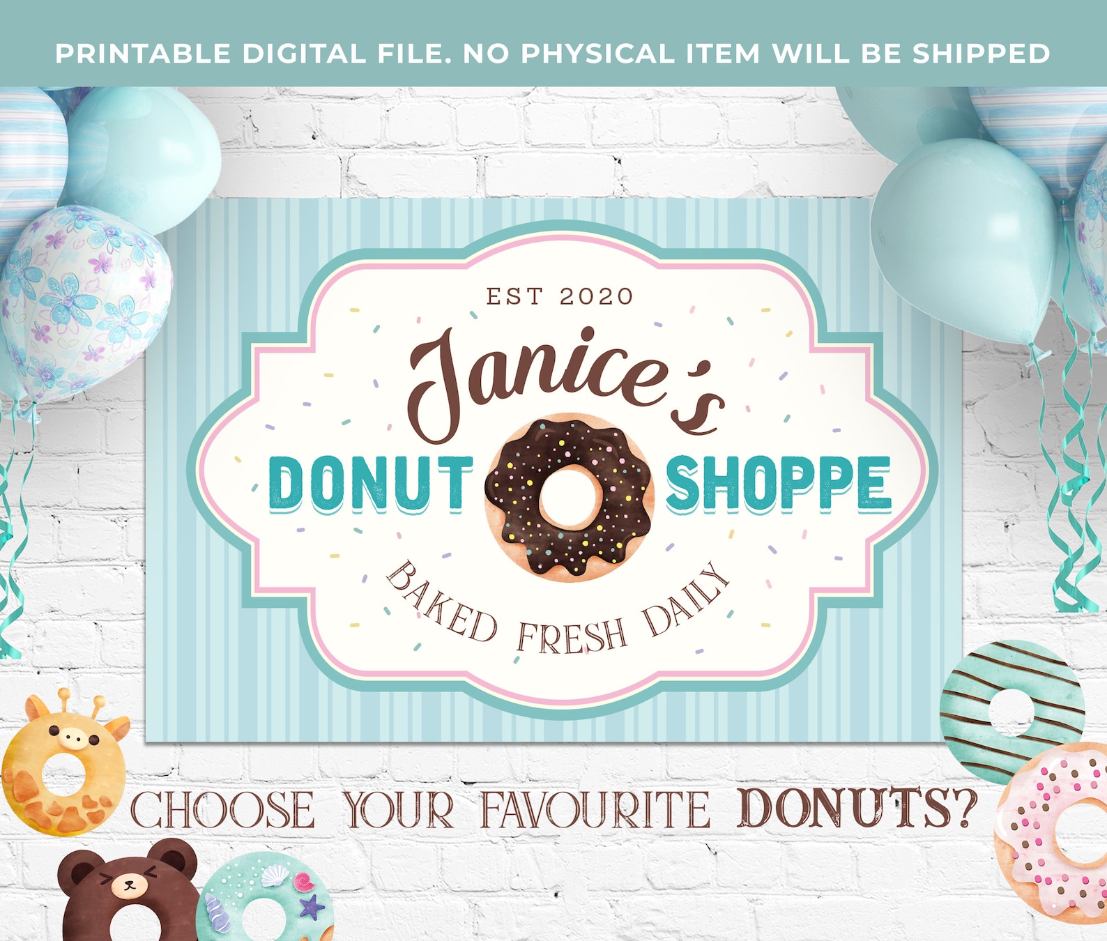 Printable Donut Shop Sign Perfect for Any Donut Theme | Etsy