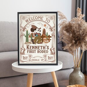 Mickey First Rodeo Birthday Welcome Sign, Mickey Cowboy Birthday Sign ...