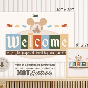 Disneyland Birthday Party Welcome Sign, Disneyland Party Decoration ...
