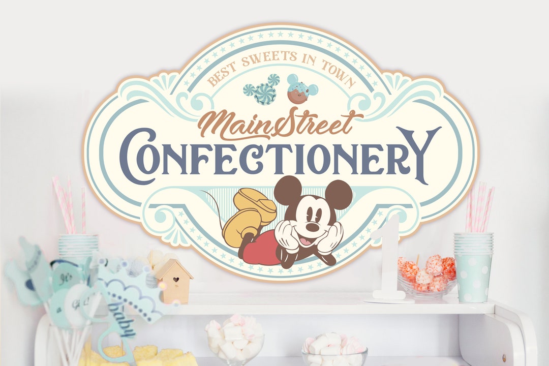 Mickey Confectionery Sign, Main Street Confectionery, Mickey Birthday ...