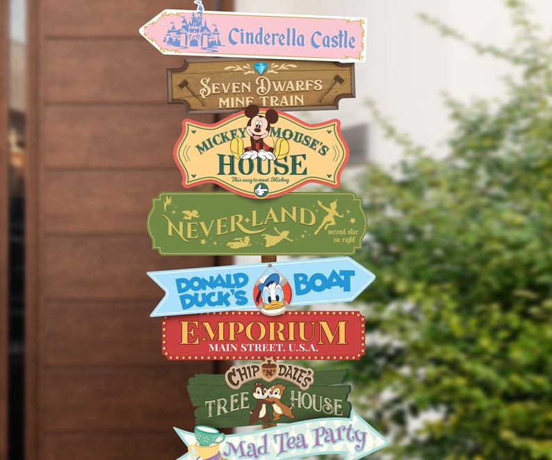 Disneyland Party Directional Sign Mickey Birthday Princess - Etsy
