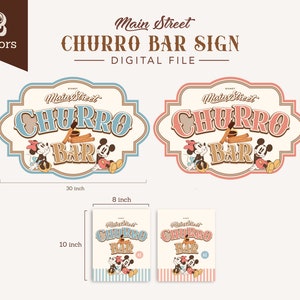 Mickey & Minnie Churro Bar Sign, Main Street Churros, Mickey Birthday ...