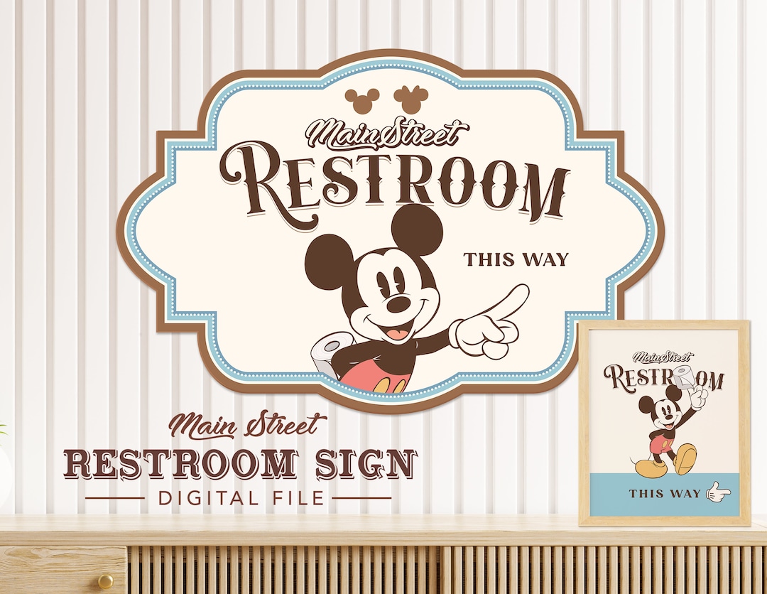 Mickey Restroom Sign, Mainstreet Party, Mickey Birthday, Minnie Baby ...
