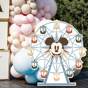Printable Mickey Ferris Wheel Cutout, Disneyland Birthday Party Stand ...