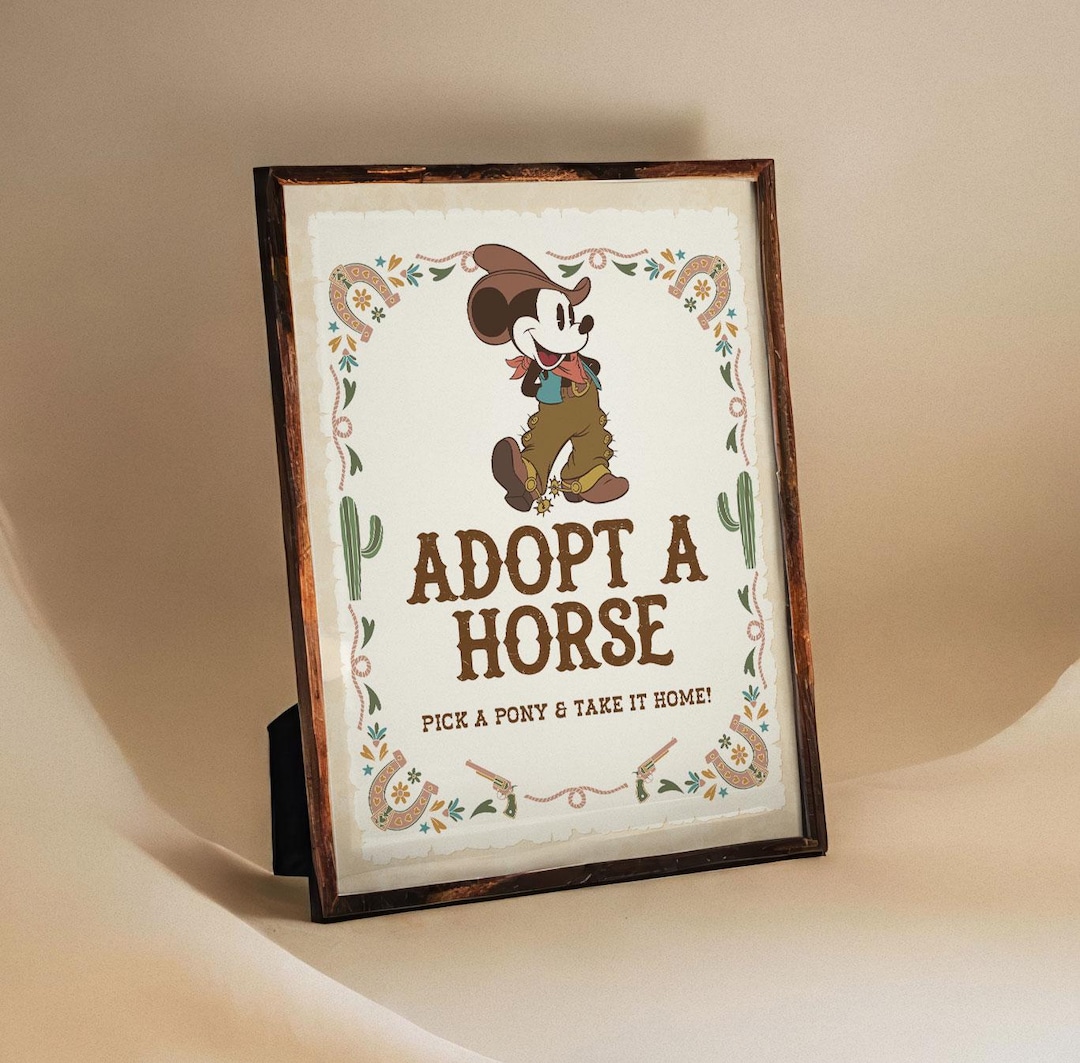 Printable Mickey Adopt A Horse Sign, Mickey Cowboy Rodeo Party ...