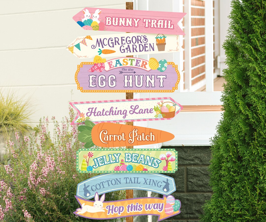 Easter Party Directional Sign, Easter Egg Hunt Arrow Signs, Easter ...