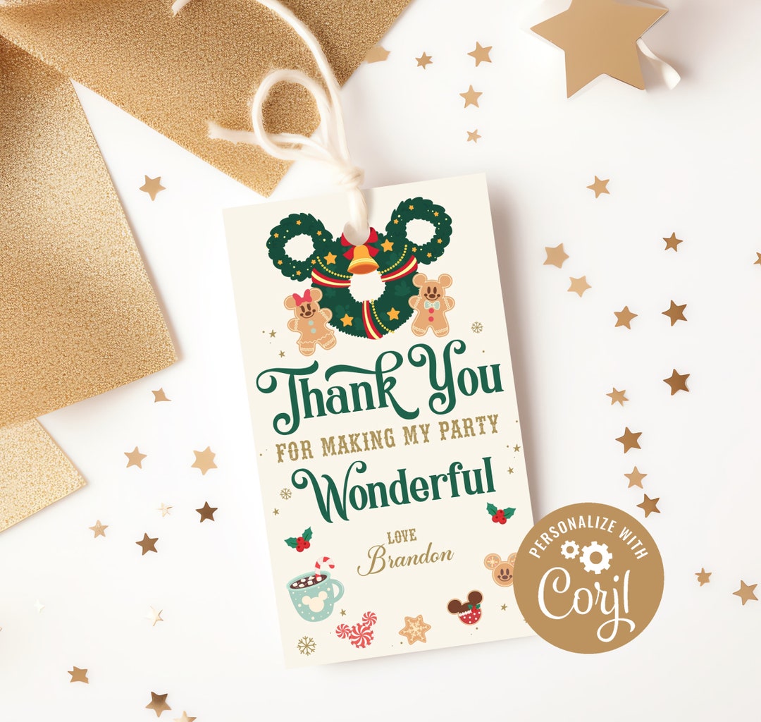 Editable Mickey & Minnie Christmas Favor Tags, Holiday Gift Tag ...