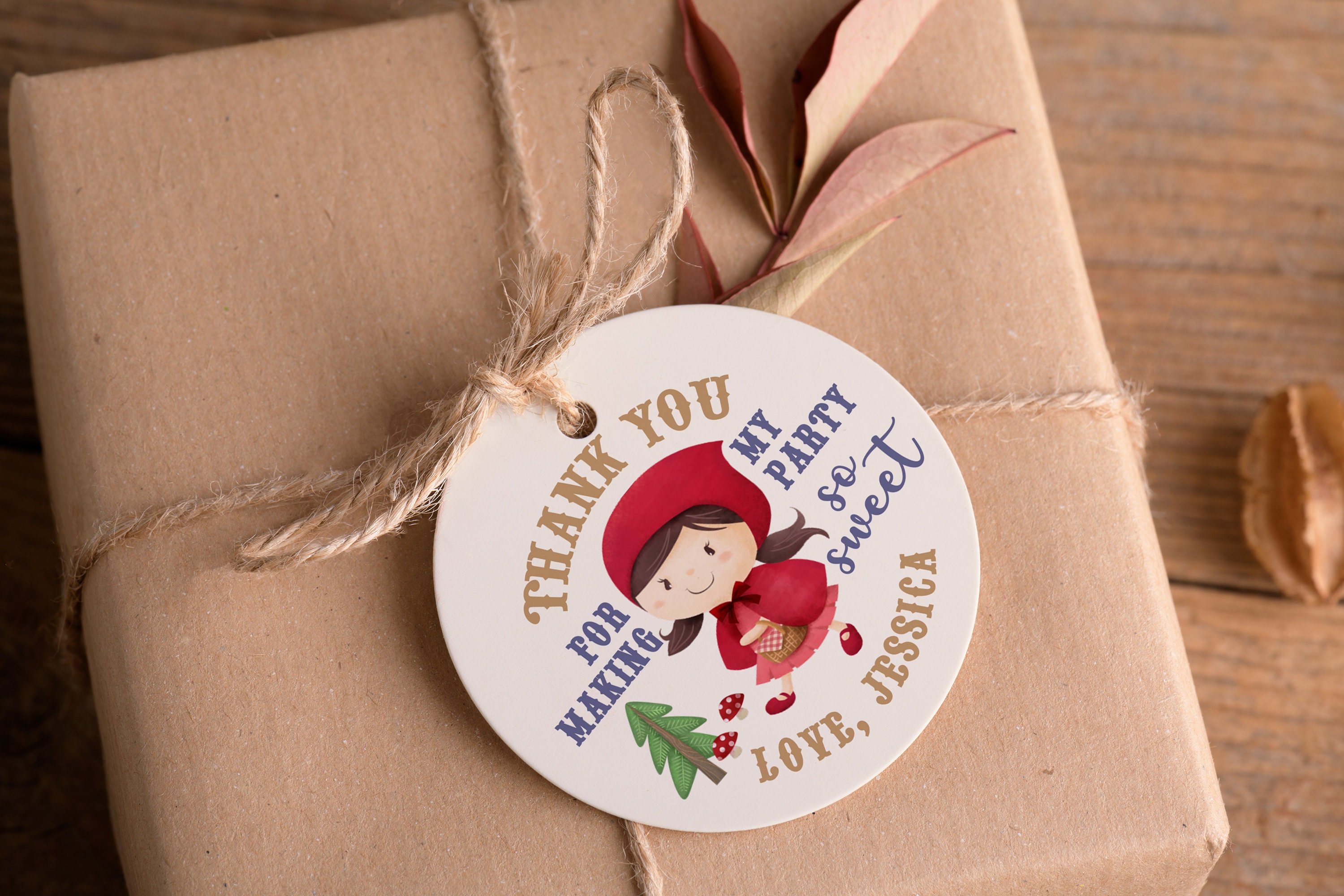 Red Riding Hood Thank You Tag, Red Riding Hood Gift Tag, Digital File ...