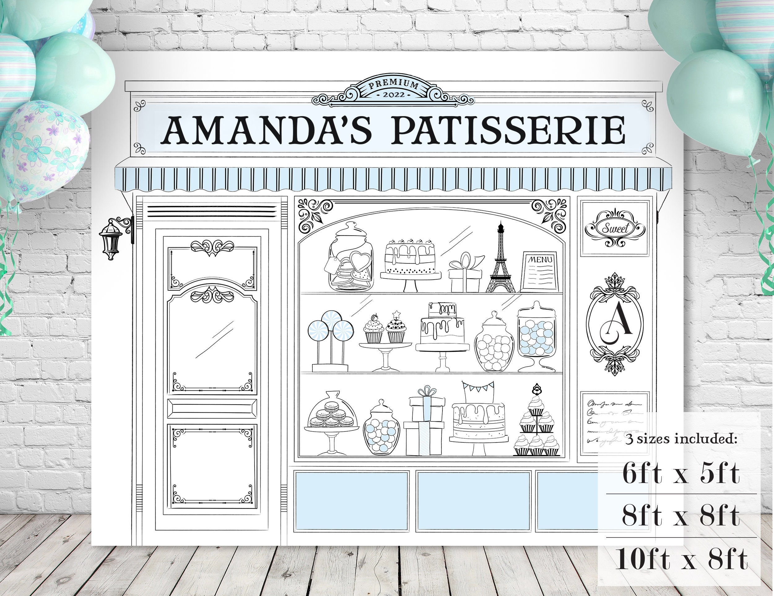 Printable Patisserie Party Backdrop, Bake Shop Backdrop, Parisian Cafe ...