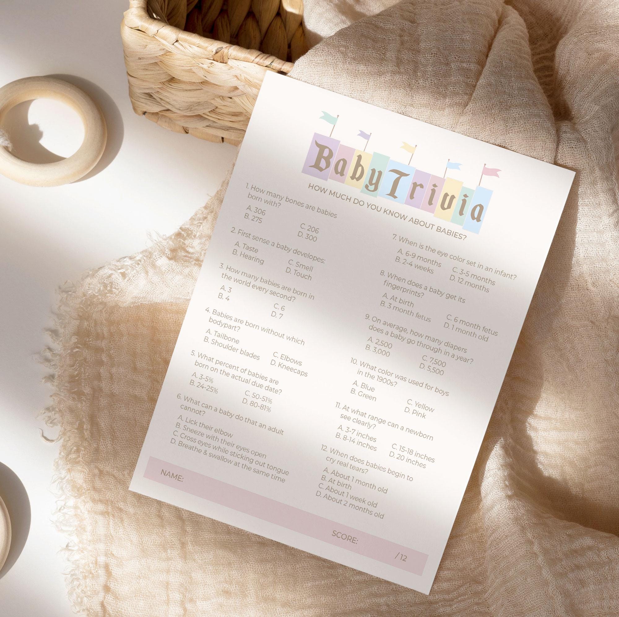 Printable Baby Trivia, Babyland Baby Shower Games, Disneyland Happiest ...