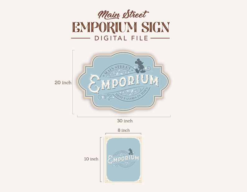 Mickey Main Street Emporium Sign, Mainstreet Party, Mickey Birthday ...