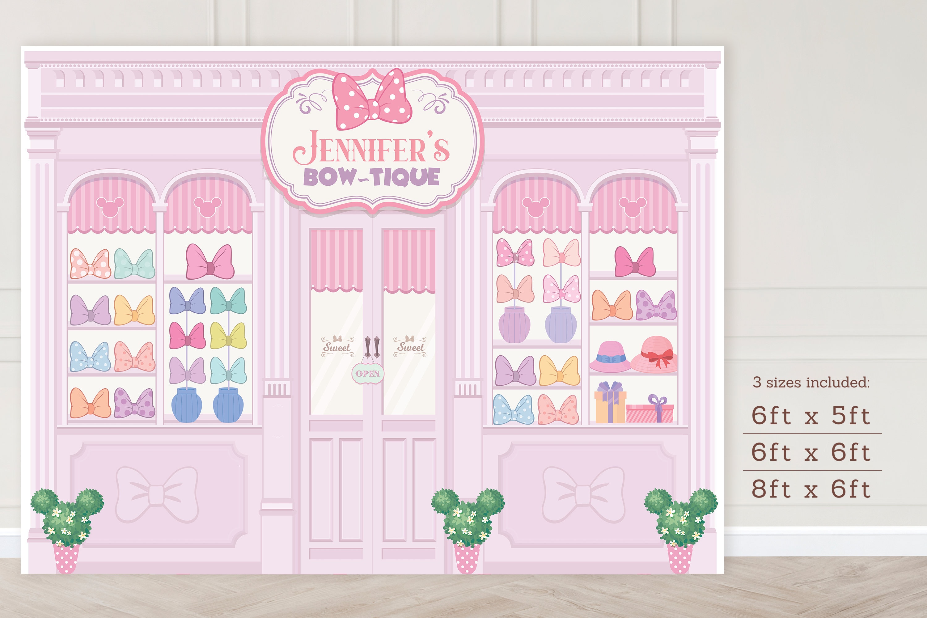 Editable Minnie Bowtique Backdrop, Minnie Party, Digital Files - Etsy