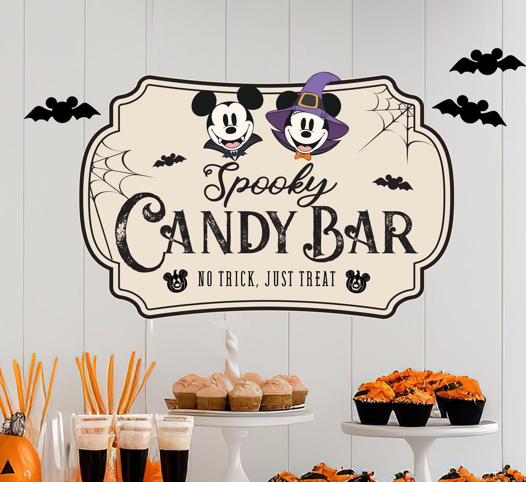 Printable Mickey Halloween Spooky Candy Bar Sign, Disneyland Halloween ...