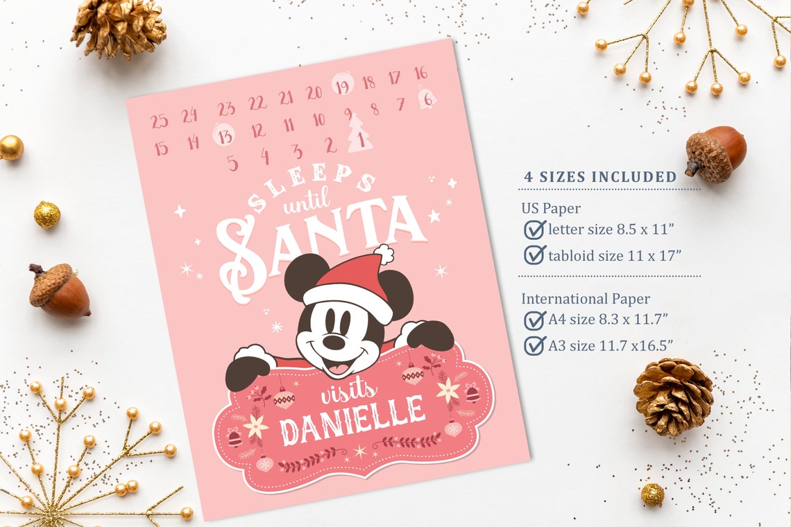 Printable Mickey Christmas Countdown Sign, Days Until Christmas, Advent ...