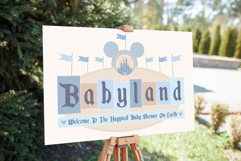 Babyland Baby Shower Party Welcome Sign, Disneyland Party Decoration ...