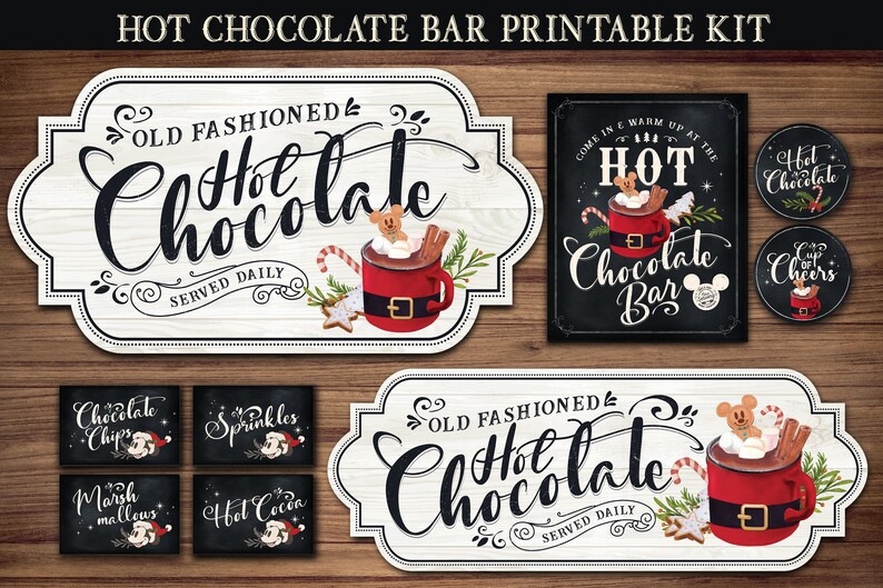 PRINTABLE Hot Chocolate Bar Kit Mickey Hot Cocoa Bar Hot - Etsy