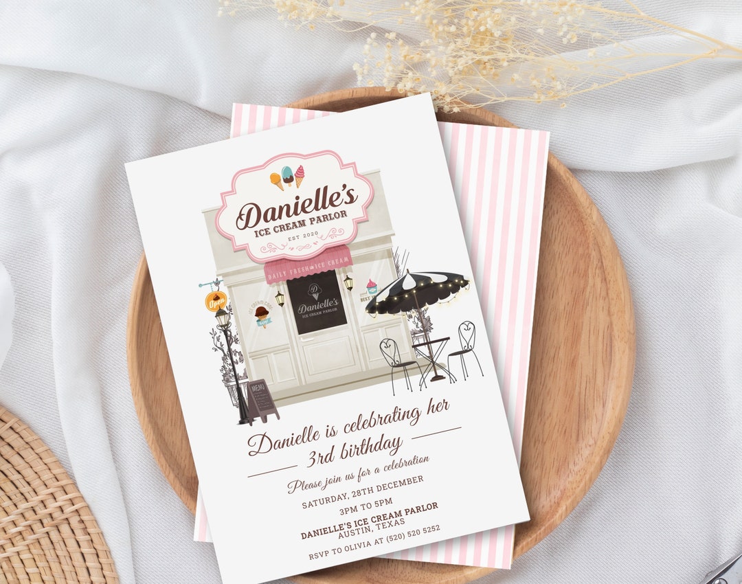 Ice Cream Invitation, Ice Cream Parlor Party, Kids Birthday Party ...