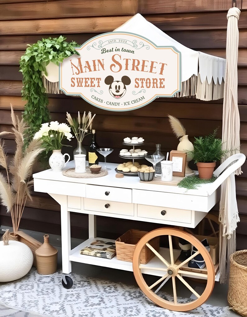 Letrero imprimible de Mickey Sweet Store, Main Street Candy Shop ...