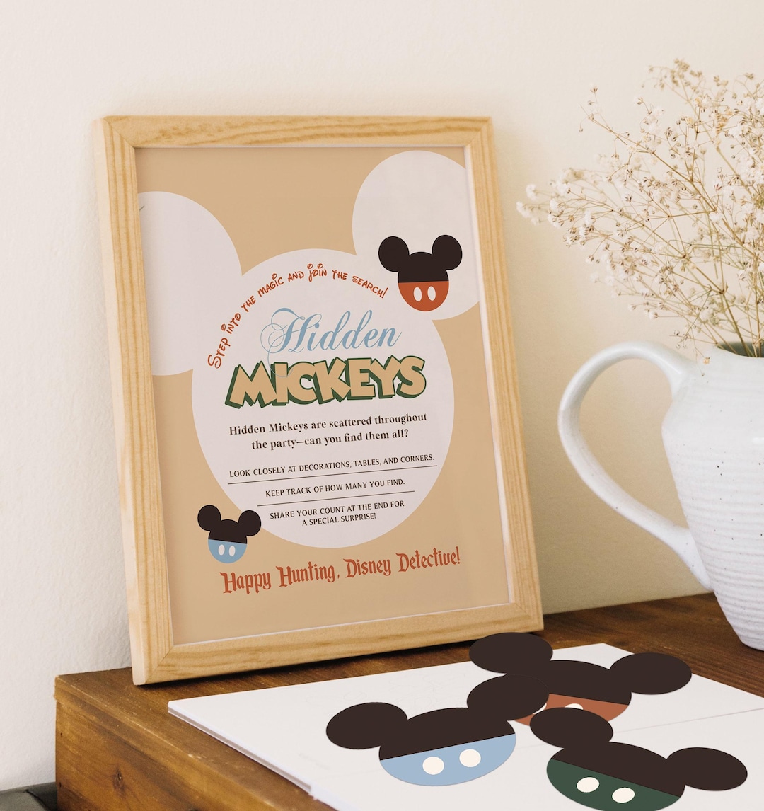 Printable Hidden Mickeys Hunt, Mickey Birthday Game, Disneyland Baby ...