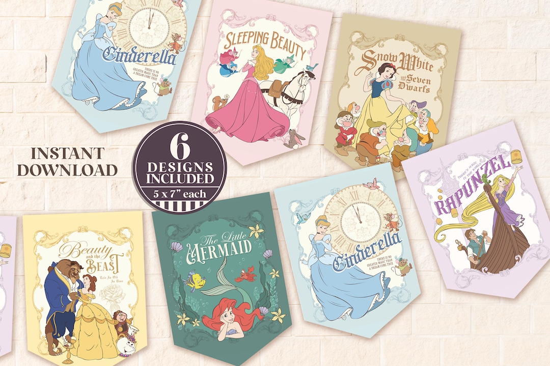 Printable Princess Banner, Disneyland Birthday Party Decoration ...