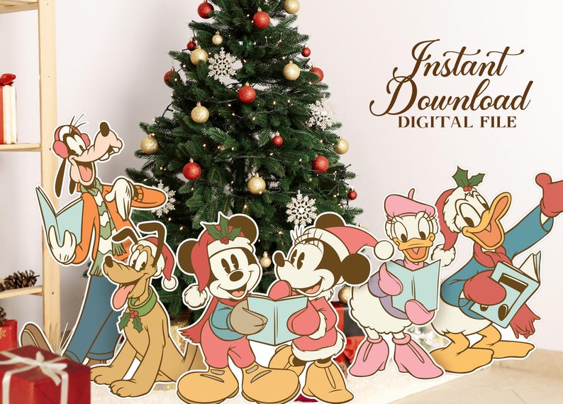 Printable Mickey Christmas Carol Cutout, Christmas Stand up Prop ...