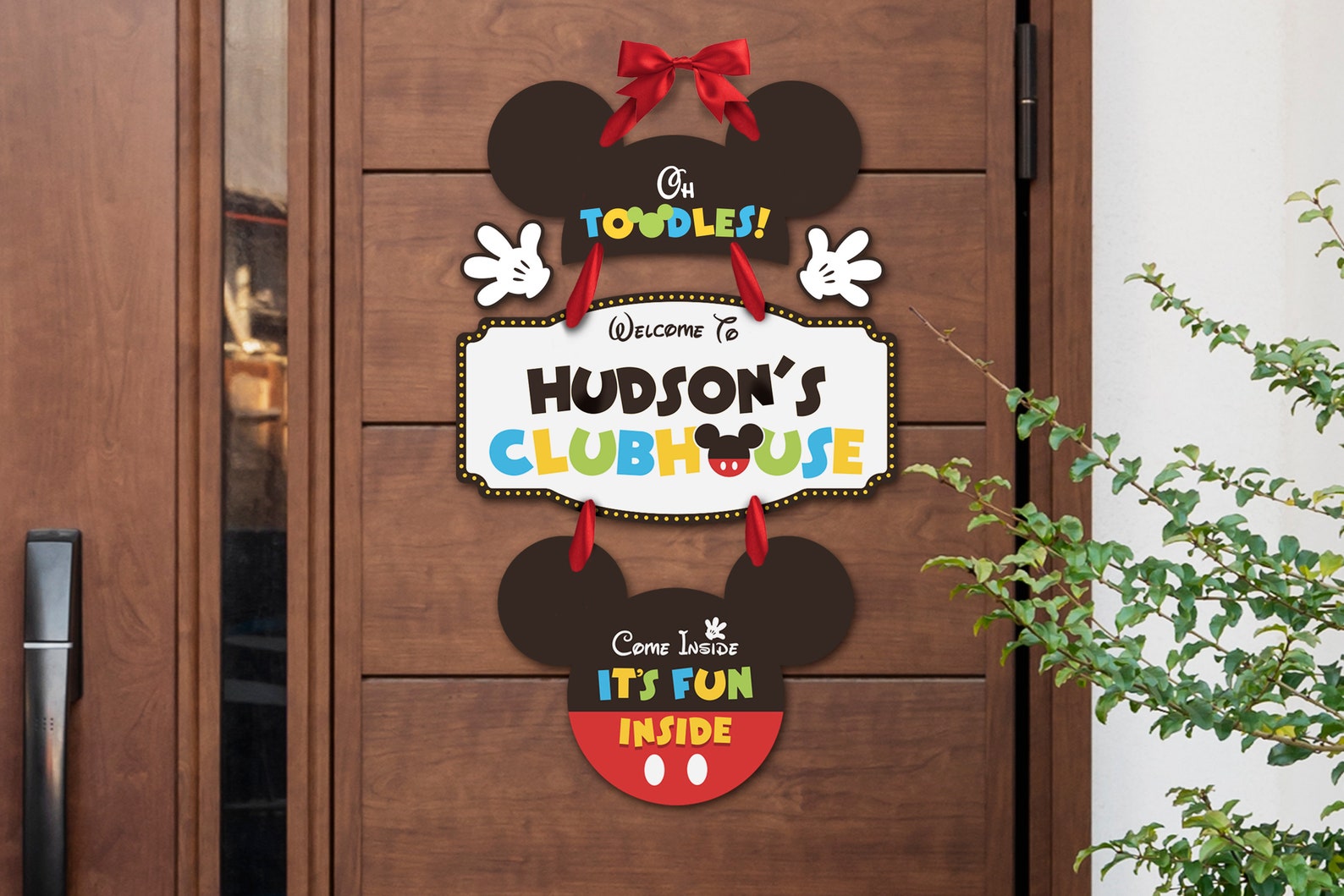 Editable Mickey Clubhouse Party Door Sign, Mickey Birthday Welcome Sign ...