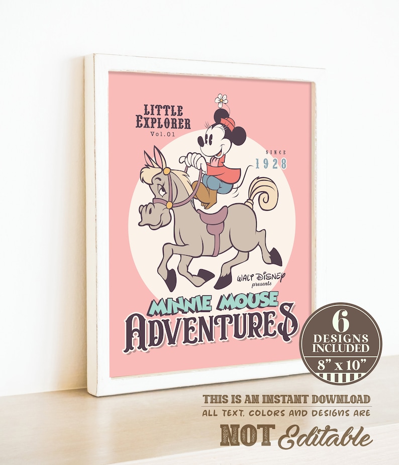 Vintage Minnie Poster, Minnie Party Decoration, Disneyland Party ...