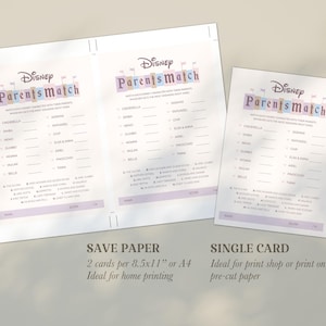 Printable Disney Parents Match, Babyland Baby Shower Games, Disneyland ...