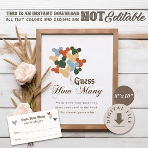Printable Guess How Many Game, Disneyland Baby Shower Game Sign ...